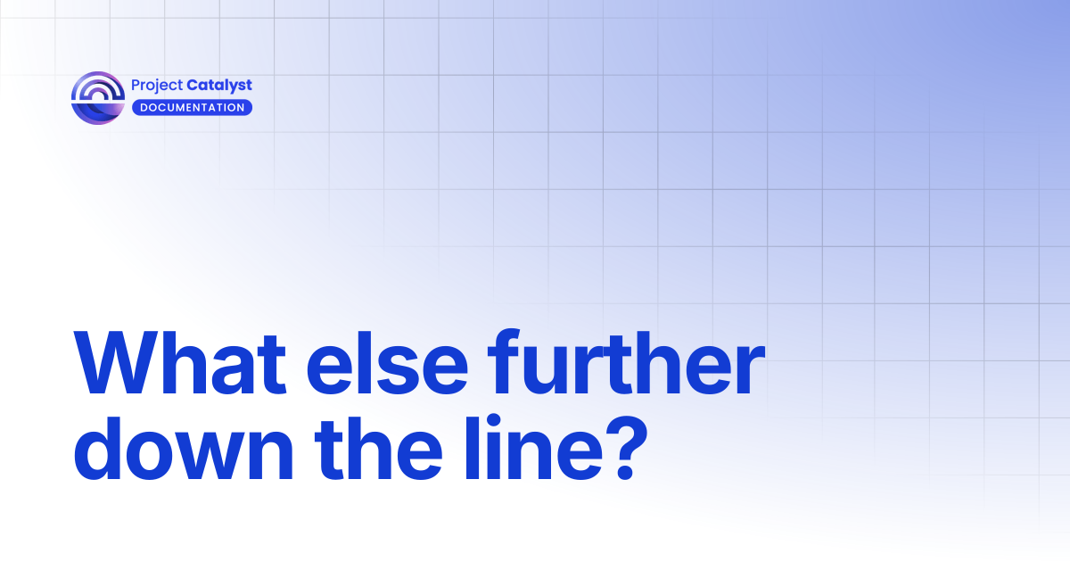 What else further down the line? | Project Catalyst - Knowledge Base